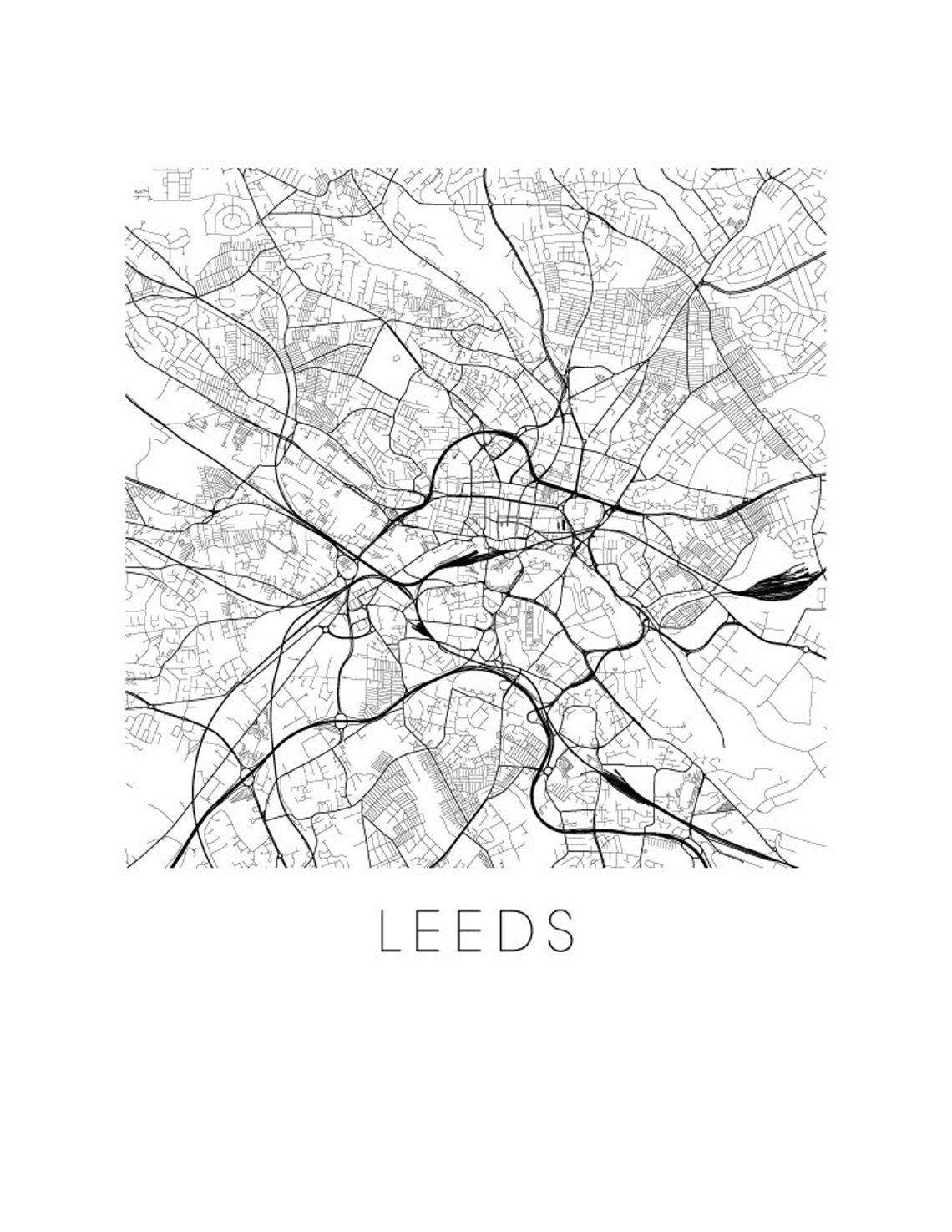 Leeds Map Print - Etsy UK