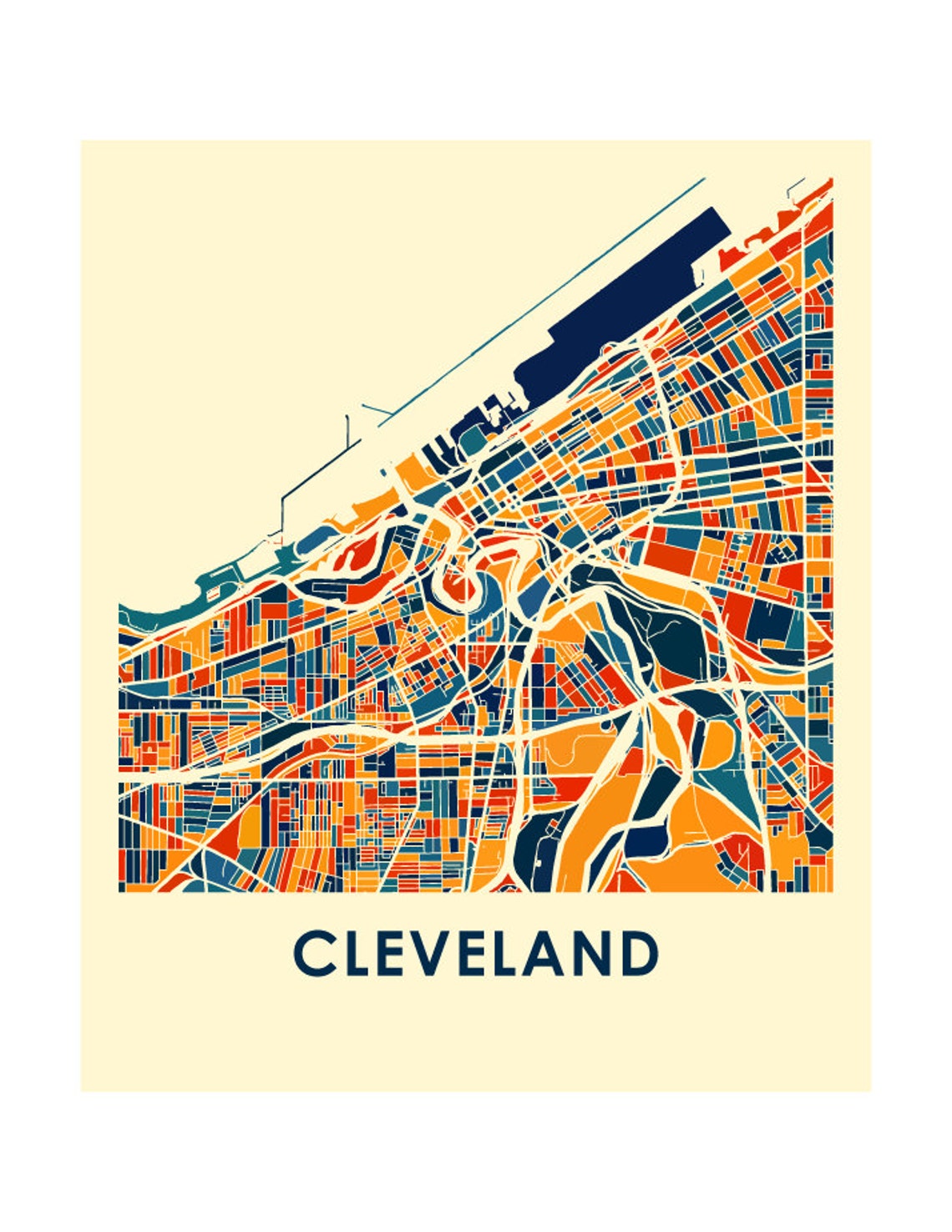 Cleveland Map Print Full Color Map Poster - Etsy