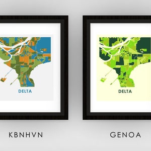 Delta British Columbia Map Print - Full Color Map Poster - Etsy