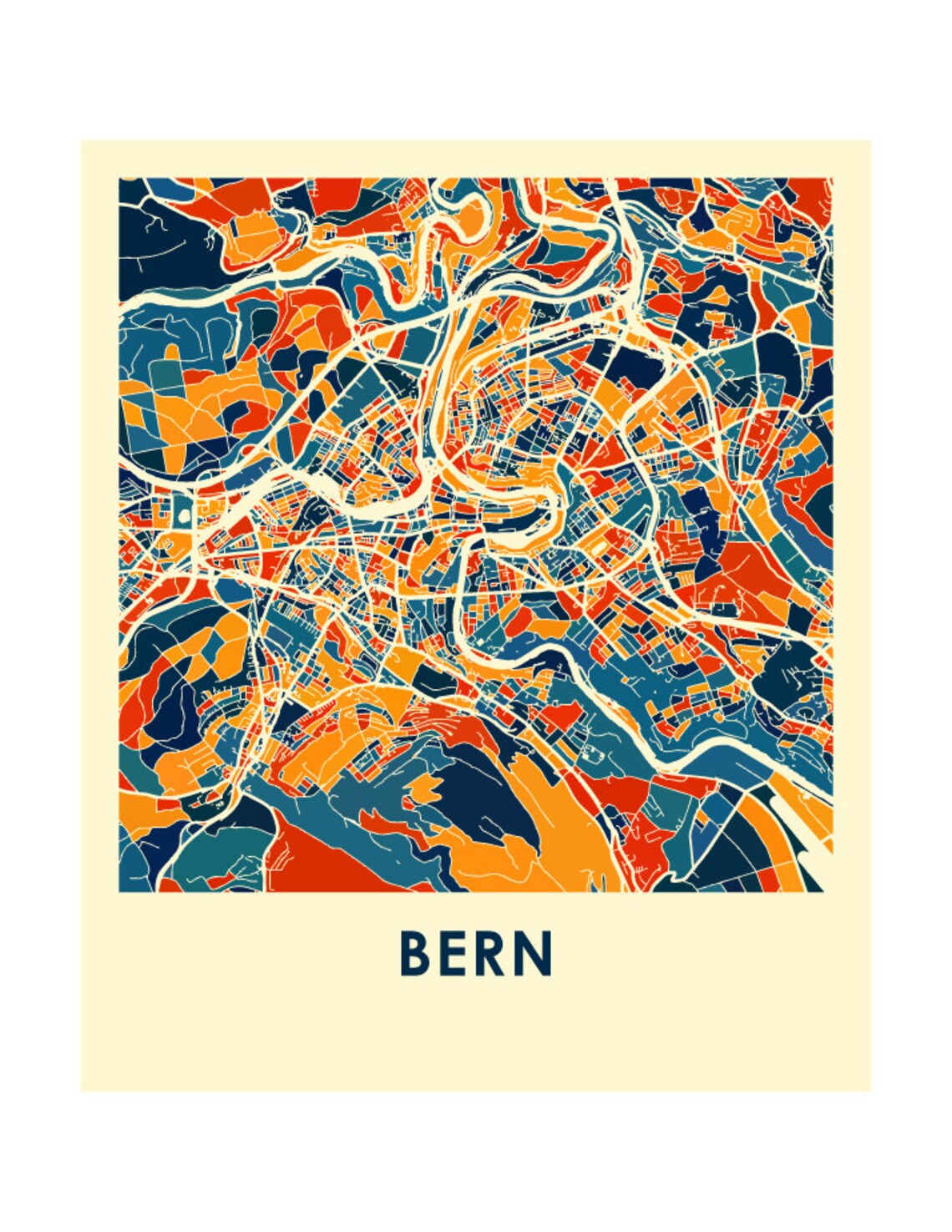 Bern Map Print - Full Color Map Poster - Etsy