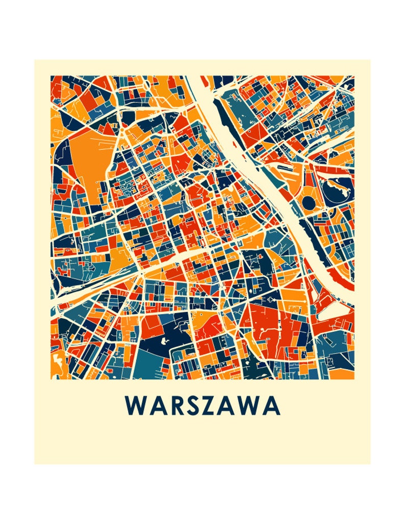 Warsaw Map Print Full Color Map Poster - Etsy
