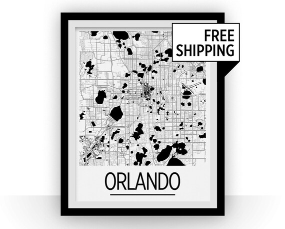 Orlando Map Poster Usa Map Print Art Deco Series - Etsy