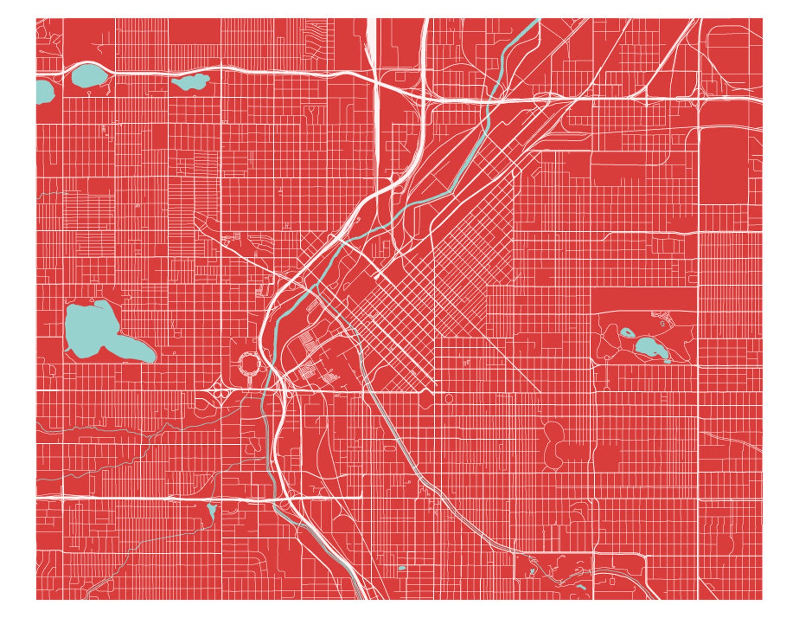 Denver Map Print Choose Your Color - Etsy