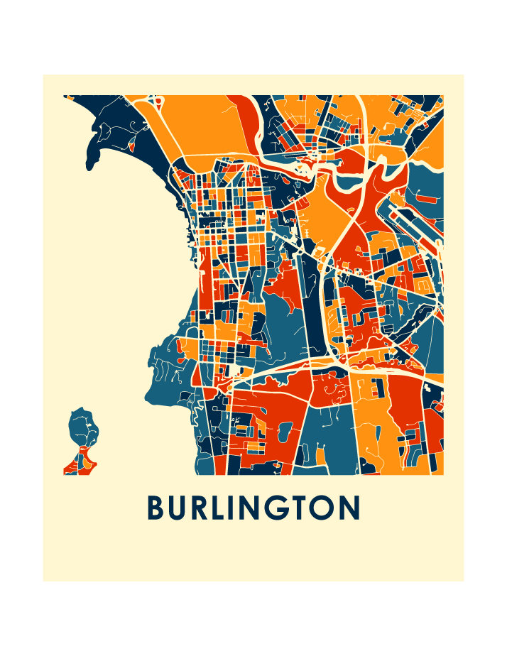 Burlington Map Print Full Color Map Poster - Etsy