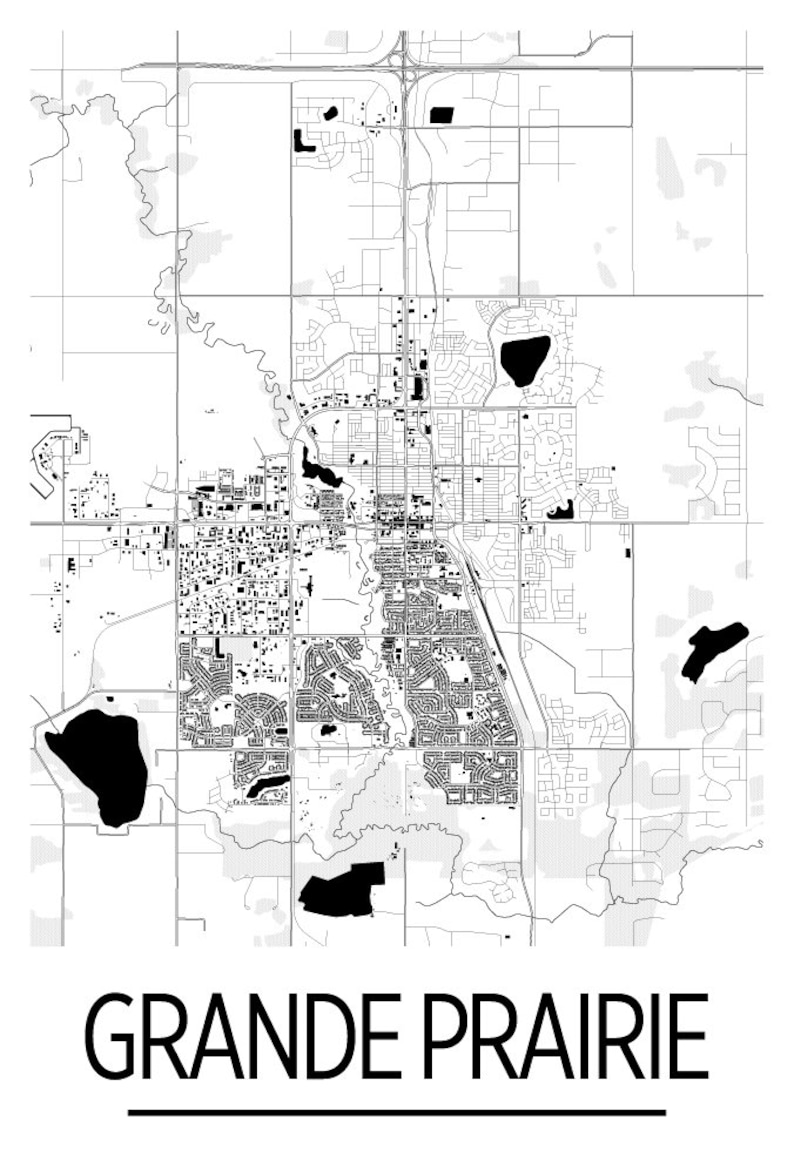 Grande Prairie Alberta Map Poster Alberta Map Print Art - Etsy