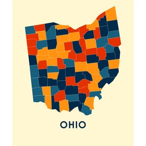 Ohio Map Print - Full Color Map Poster - Etsy