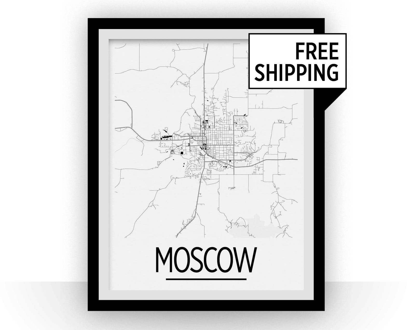 Moscow ID Map Poster Idaho Map Print Art Deco Series - Etsy