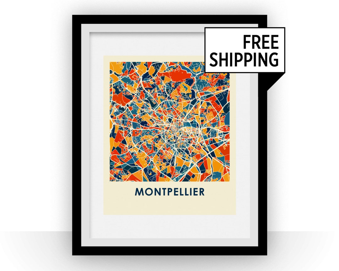 Montpellier Map Print - Full Color Map Poster - Etsy