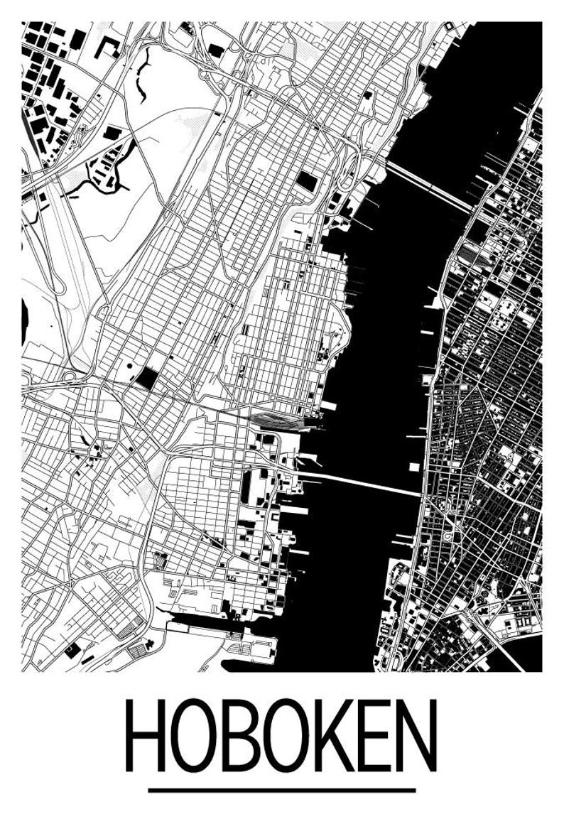 Hoboken Map Poster New Jersey Map Print Art Deco Series | Etsy