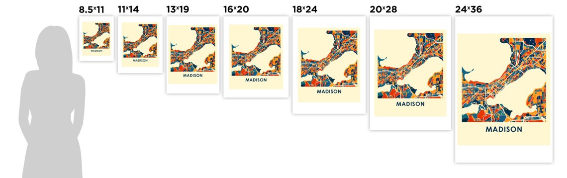Madison Map Print - Full Color Map Poster - Etsy