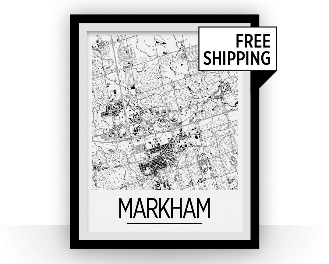 Markham Ontario Map Poster - Ontario Map Print - Art Deco Series - Etsy
