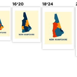 New Hampshire Map Print - Full Color Map Poster - Etsy