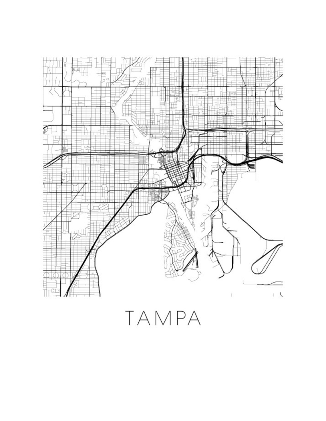 Tampa Map Print - Etsy