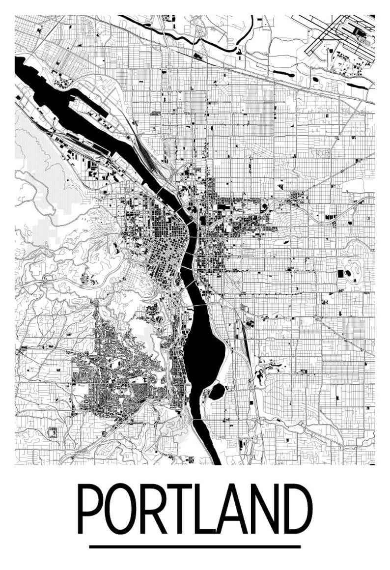 Portland Map Poster - Usa Map Print - Art Deco Series - Etsy