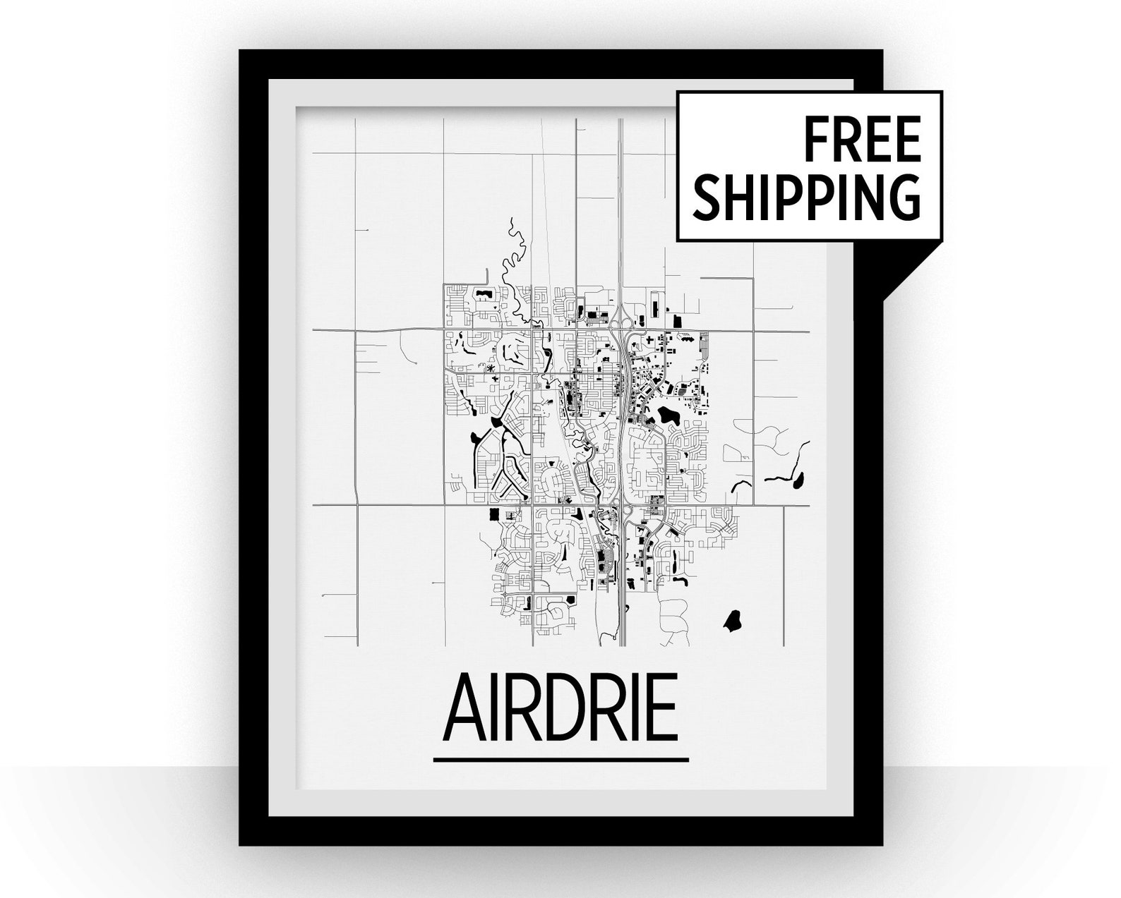 Airdrie Alberta Map Poster - Alberta Map Print - Art Deco Series - Etsy