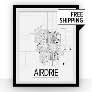 Airdrie Alberta Map Poster - Alberta Map Print - Art Deco Series - Etsy