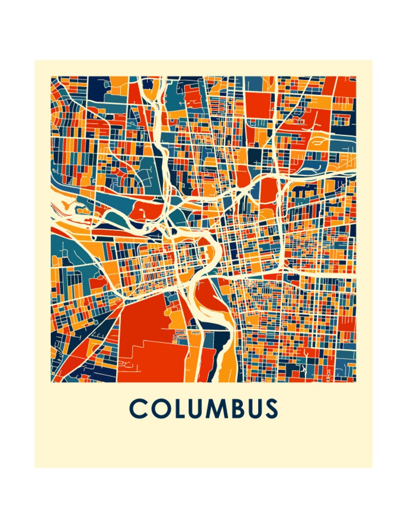Columbus Map Print Full Color Map Poster - Etsy