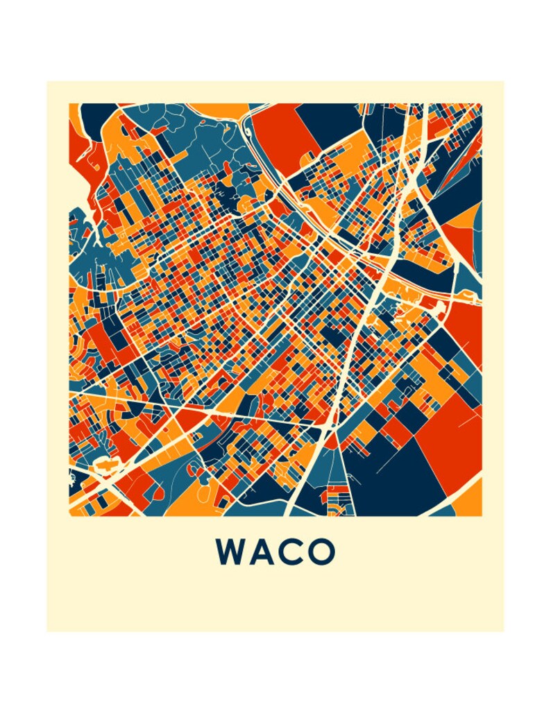 Waco Map Print Full Color Map Poster | Etsy