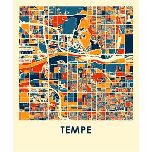 Tempe AZ Map Print - Full Color Map Poster - Etsy