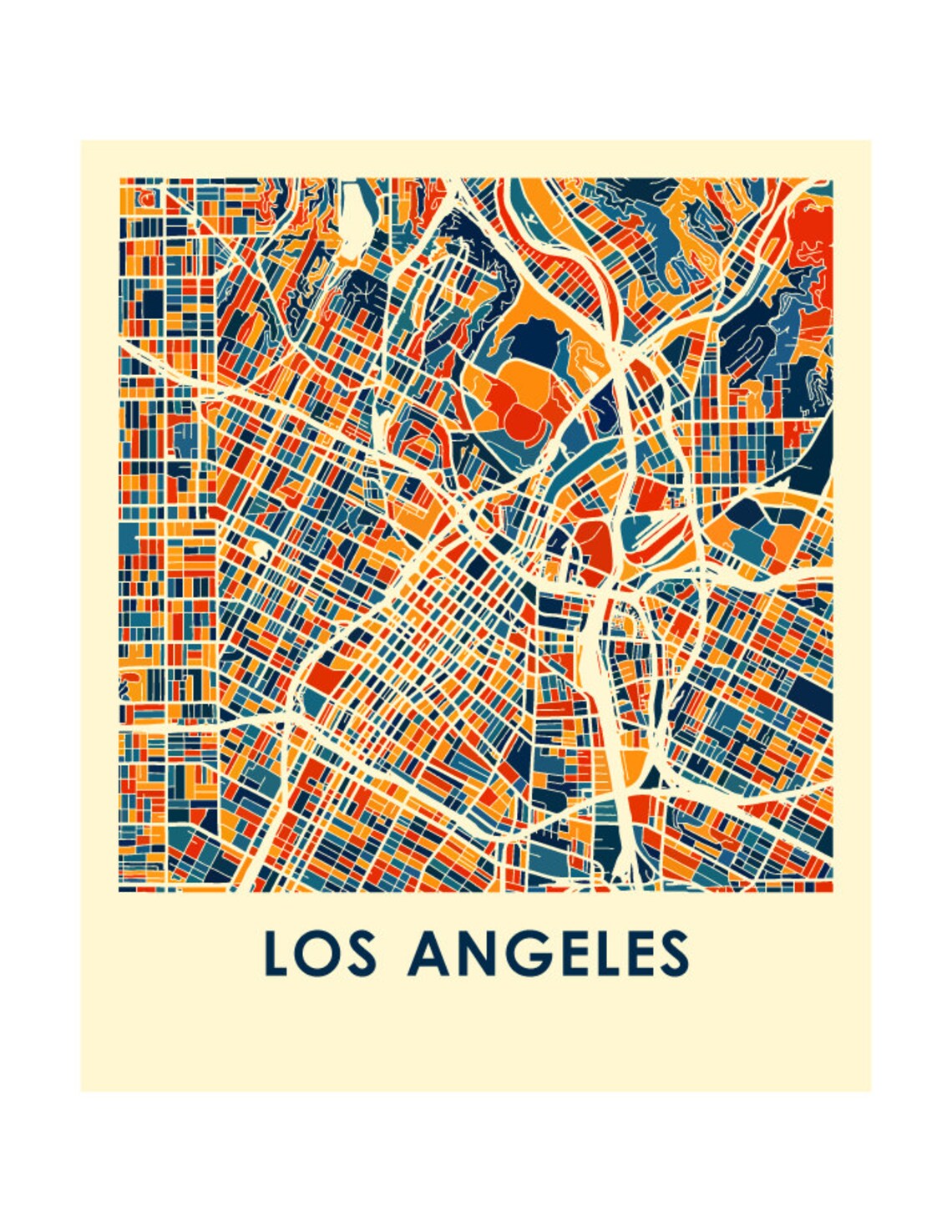 Los Angeles Map Print Full Color Map Poster - Etsy