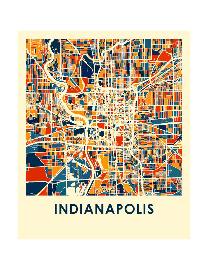 Indianapolis Map Print - Full Color Map Poster - Etsy