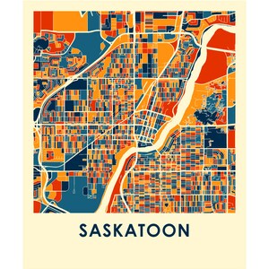 Saskatoon Map Print - Full Color Map Poster - Etsy