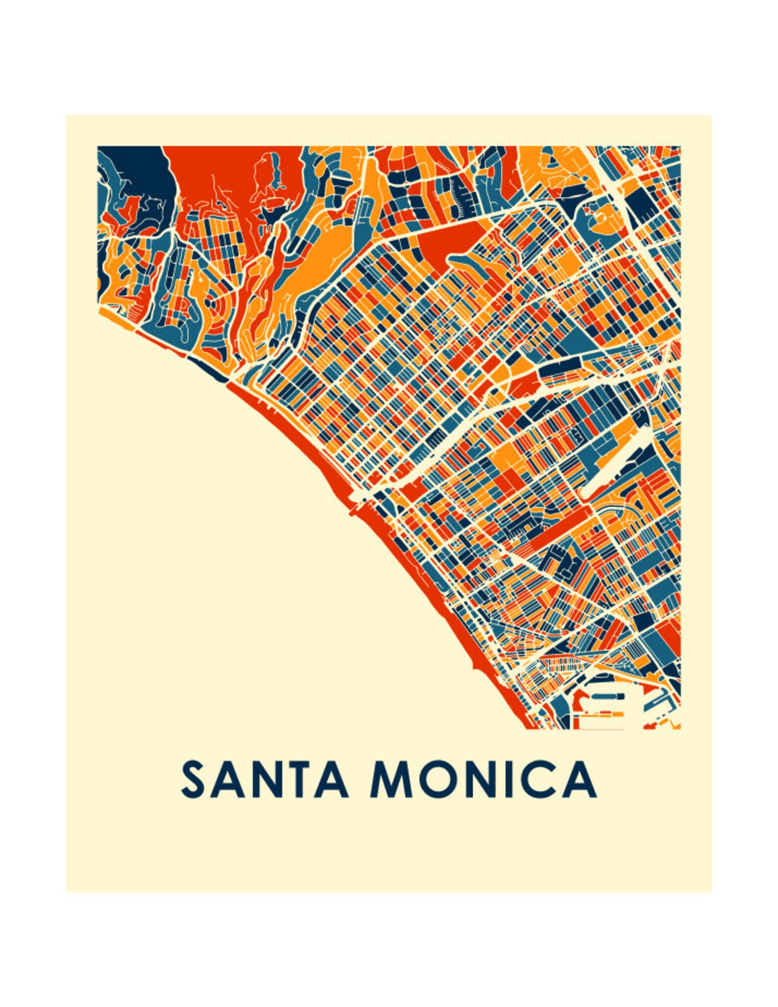 Santa Monica Map Print Full Color Map Poster - Etsy