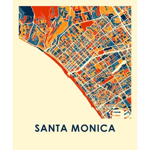 Santa Monica Map Print - Full Color Map Poster - Etsy