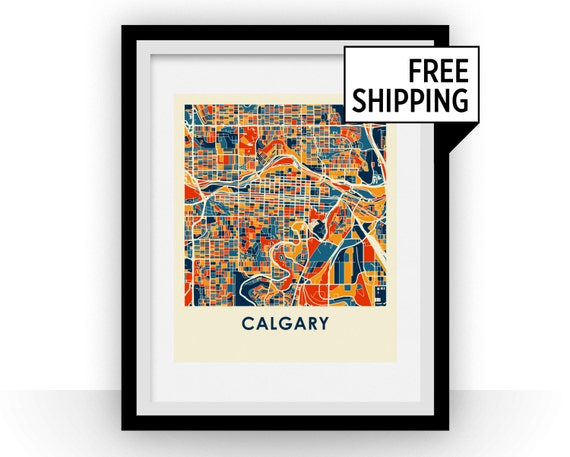 Calgary Map Print Full Color Map Poster | Etsy Canada