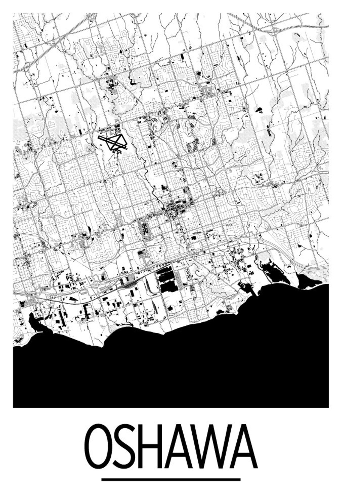 Oshawa Ontario Map Poster Ontario Map Print Art Deco - Etsy