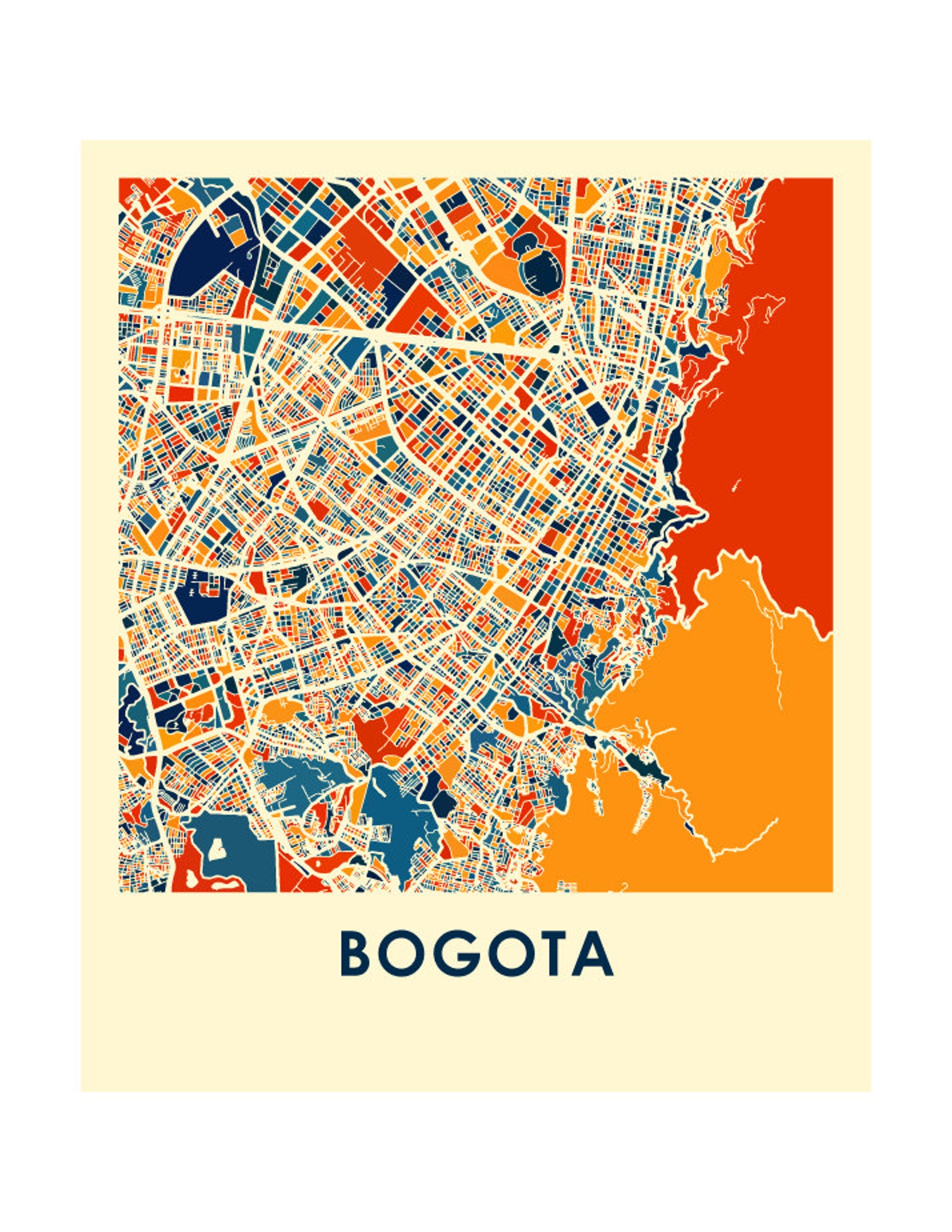 Bogota Map Print Full Color Map Poster - Etsy UK