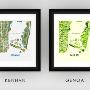 Miami Map Print - Full Color Map Poster - Etsy