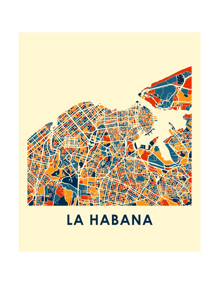 Havana Map Print - Full Color Map Poster - Etsy