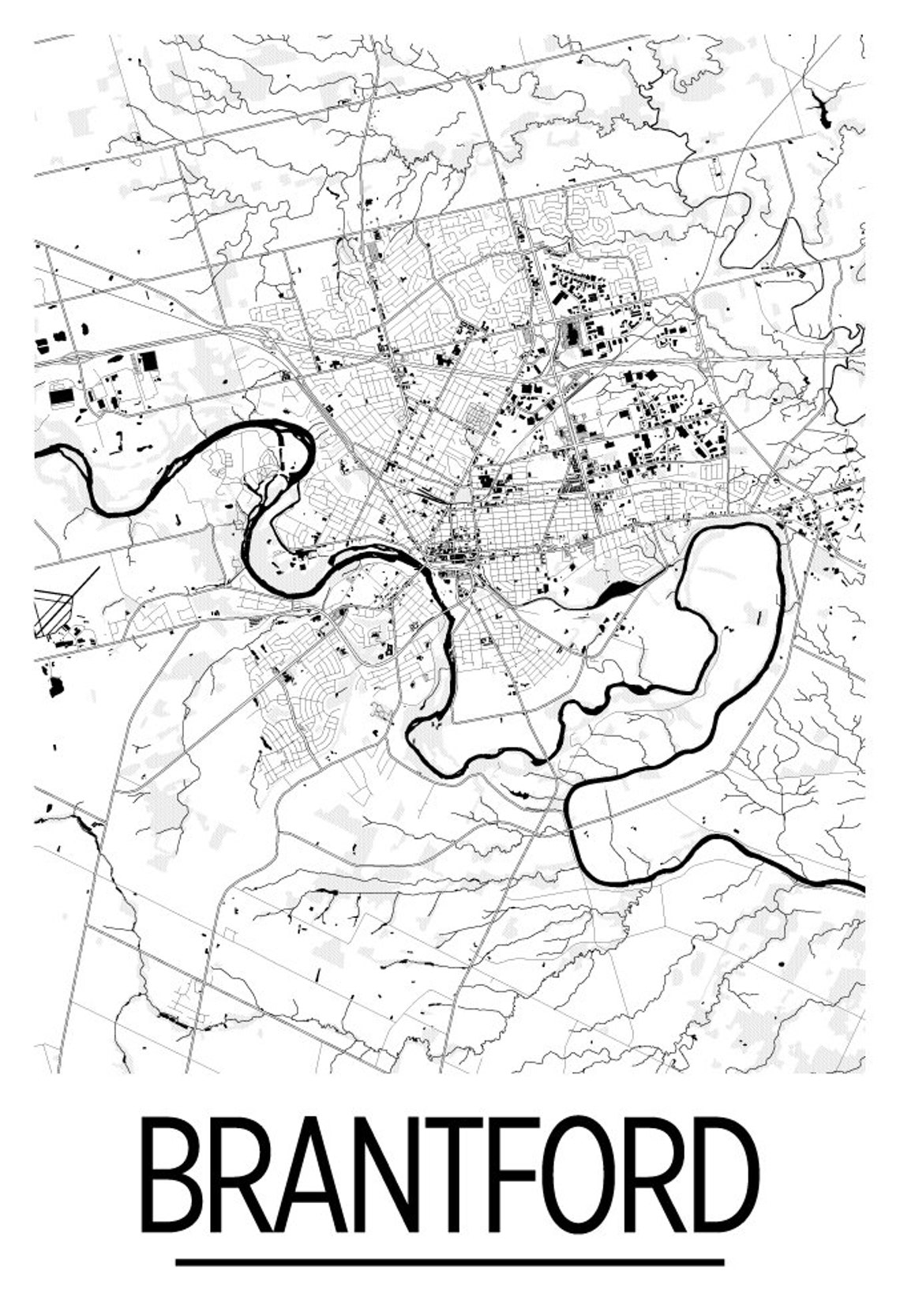 Brantford Ontario Map Poster Ontario Map Print Art Deco - Etsy
