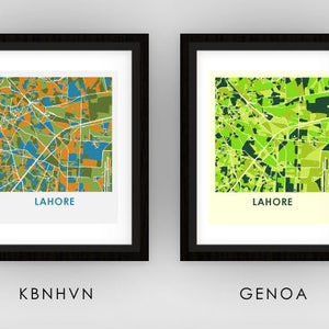 Lahore Map Print - Full Color Map Poster - Etsy
