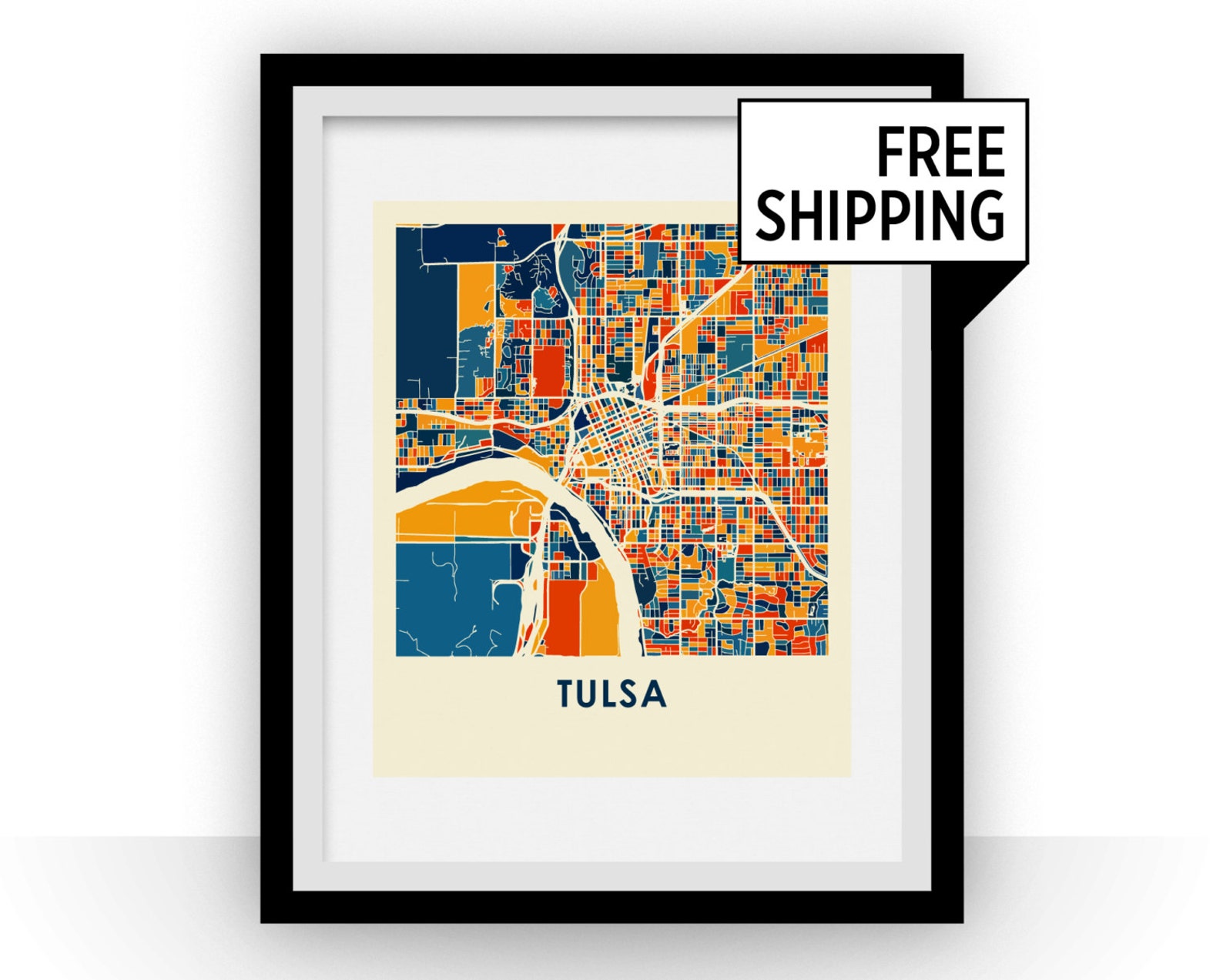 Tulsa Map Print Full Color Map Poster - Etsy