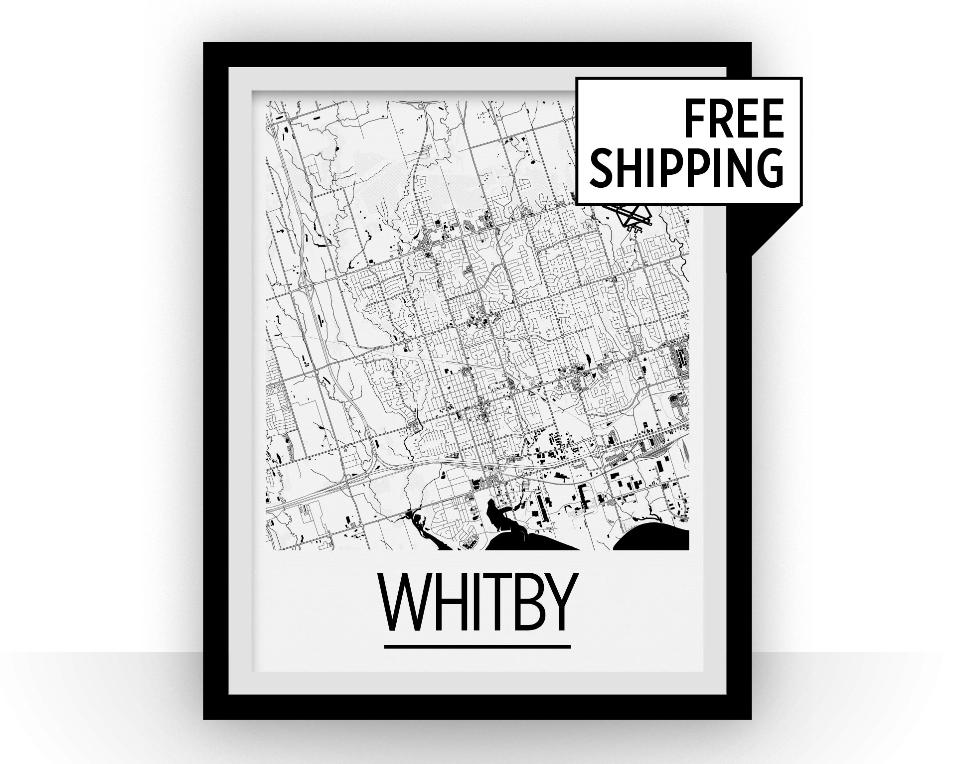 Whitby Ontario Map Poster - Ontario Map Print - Art Deco Series - Etsy UK