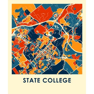 State College Map Print - Full Color Map Poster - Etsy