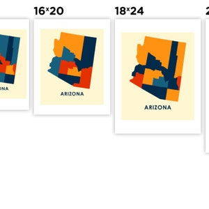Arizona Map Print - Full Color Map Poster - Etsy