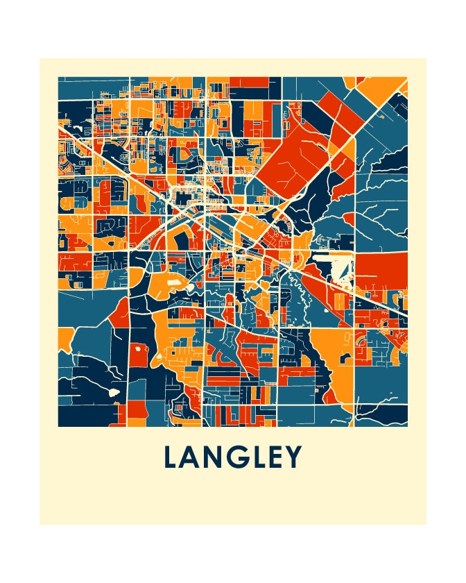 Langley British Columbia Map Print Full Color Map Poster - Etsy