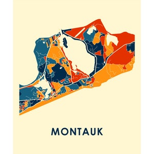 Montauk Map Print - Full Color Map Poster - Etsy