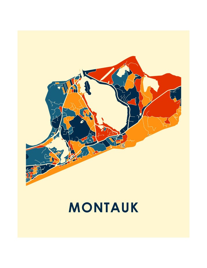 Montauk Map Print Full Color Map Poster - Etsy