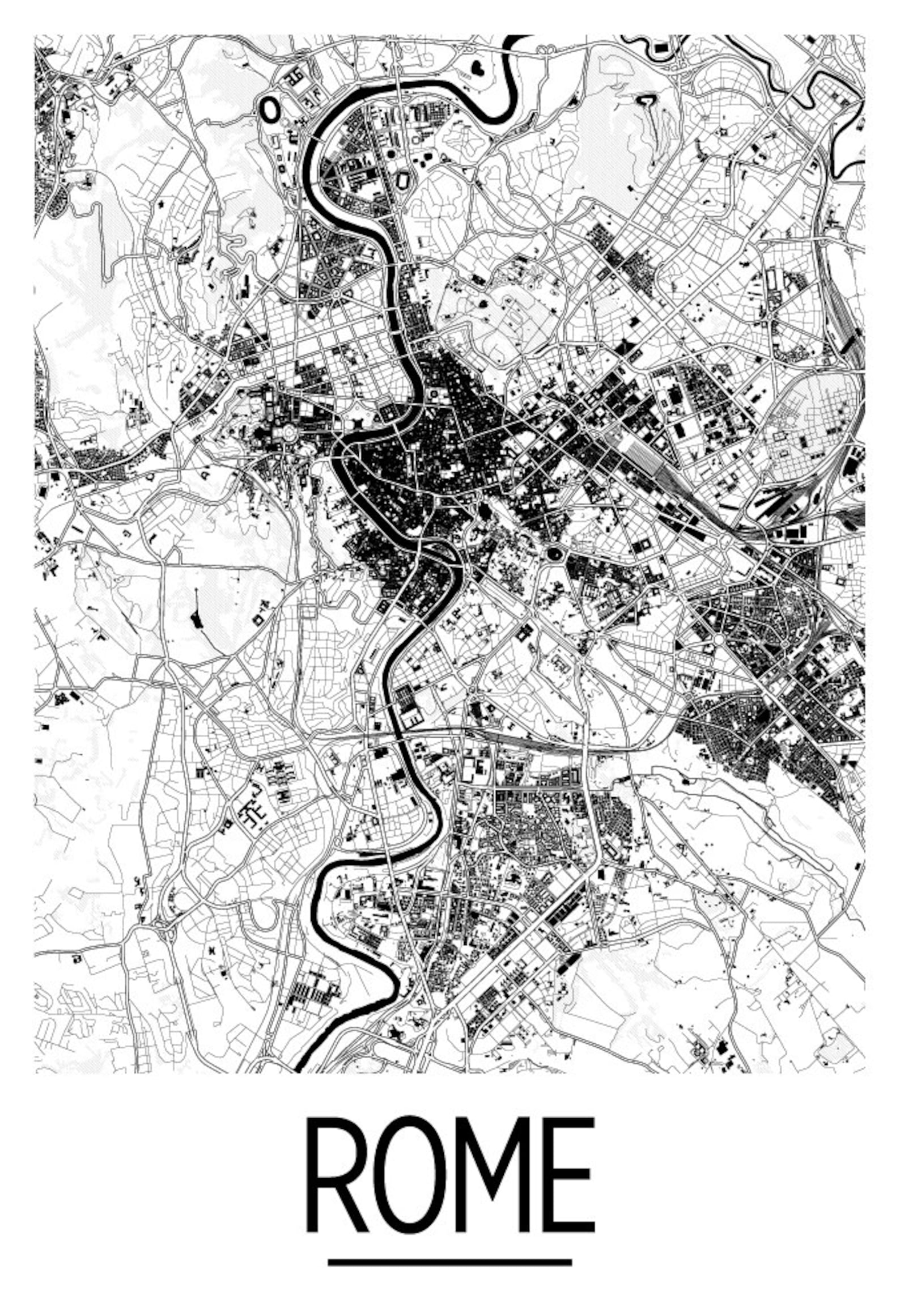 Rome Map Poster Italy Map Print Art Deco Series - Etsy