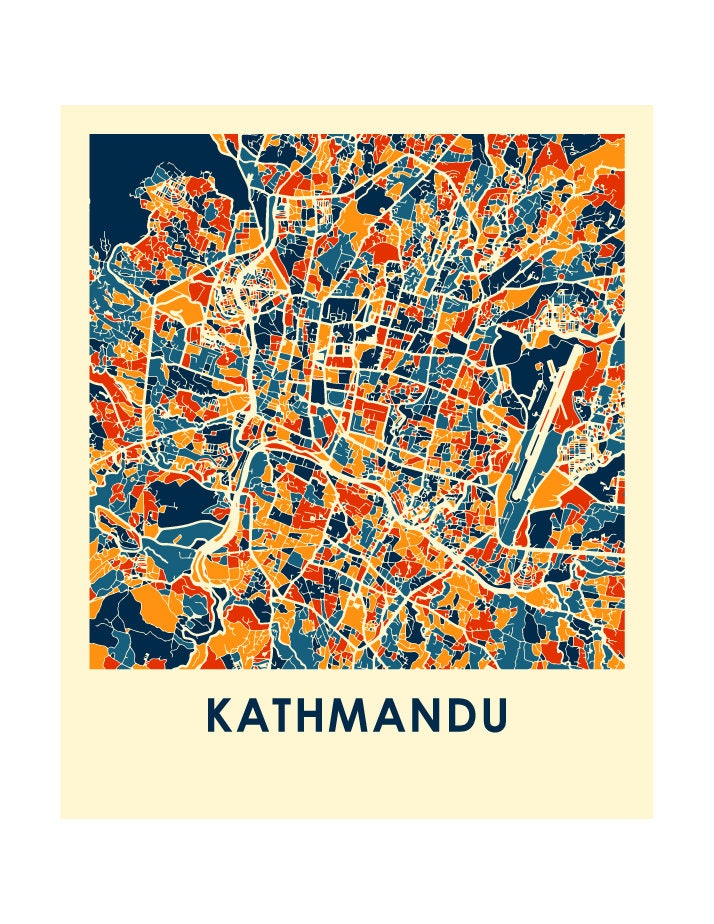 Kathmandu Map Print Full Color Map Poster - Etsy