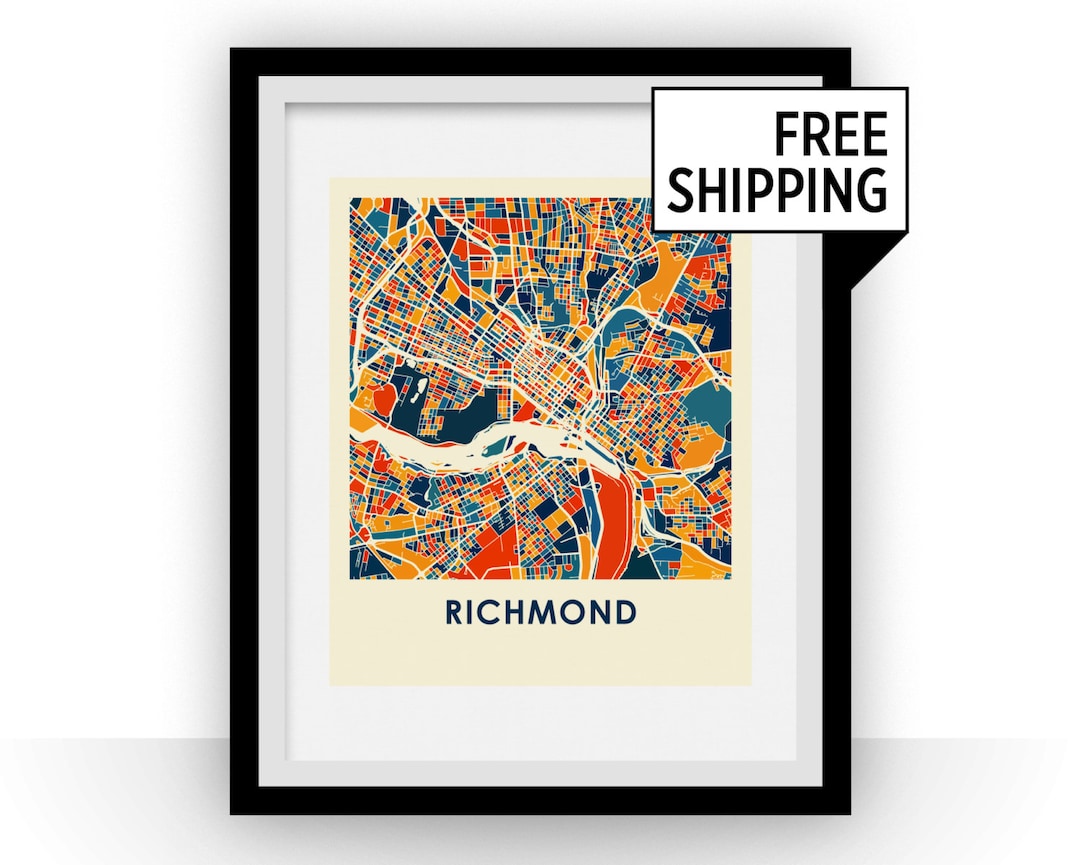 Richmond Map Print - Full Color Map Poster - Etsy