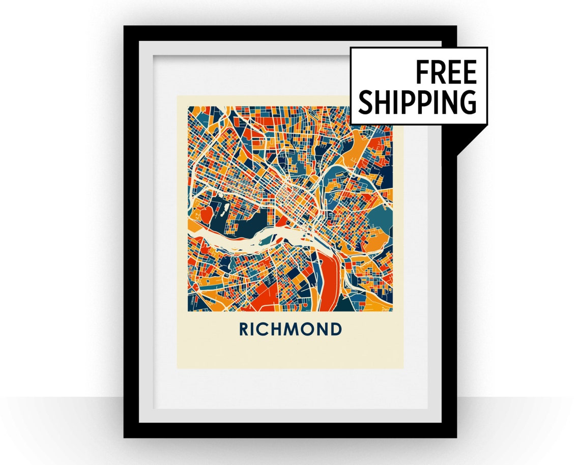 Richmond Map Print Full Color Map Poster | Etsy