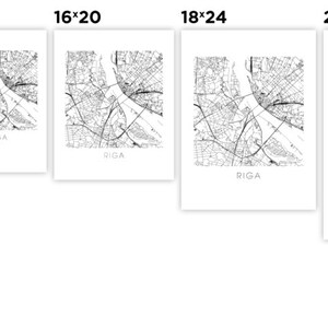Riga Map Black and White Print - Latvia Black and White Map Print - Etsy
