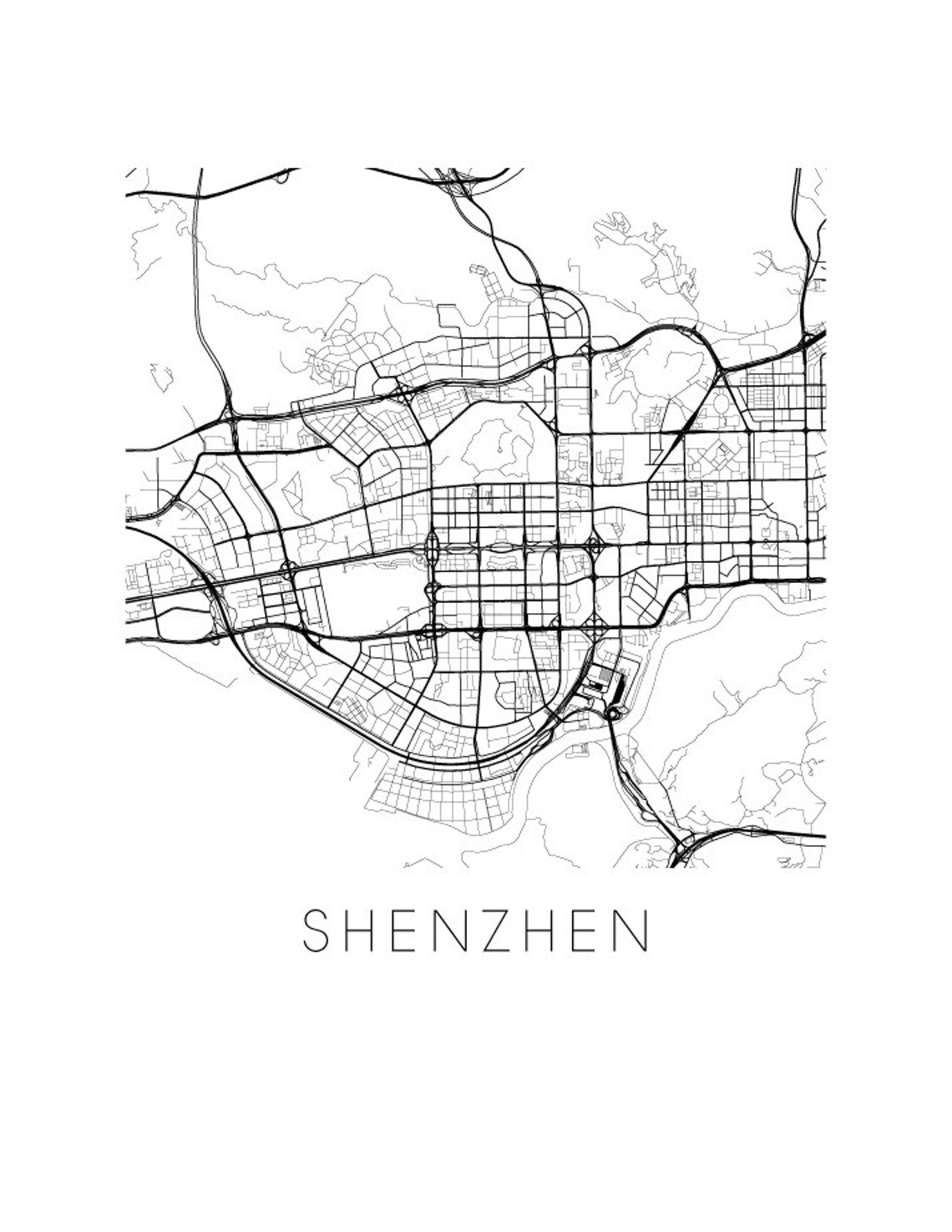 Shenzhen Map Print | Etsy