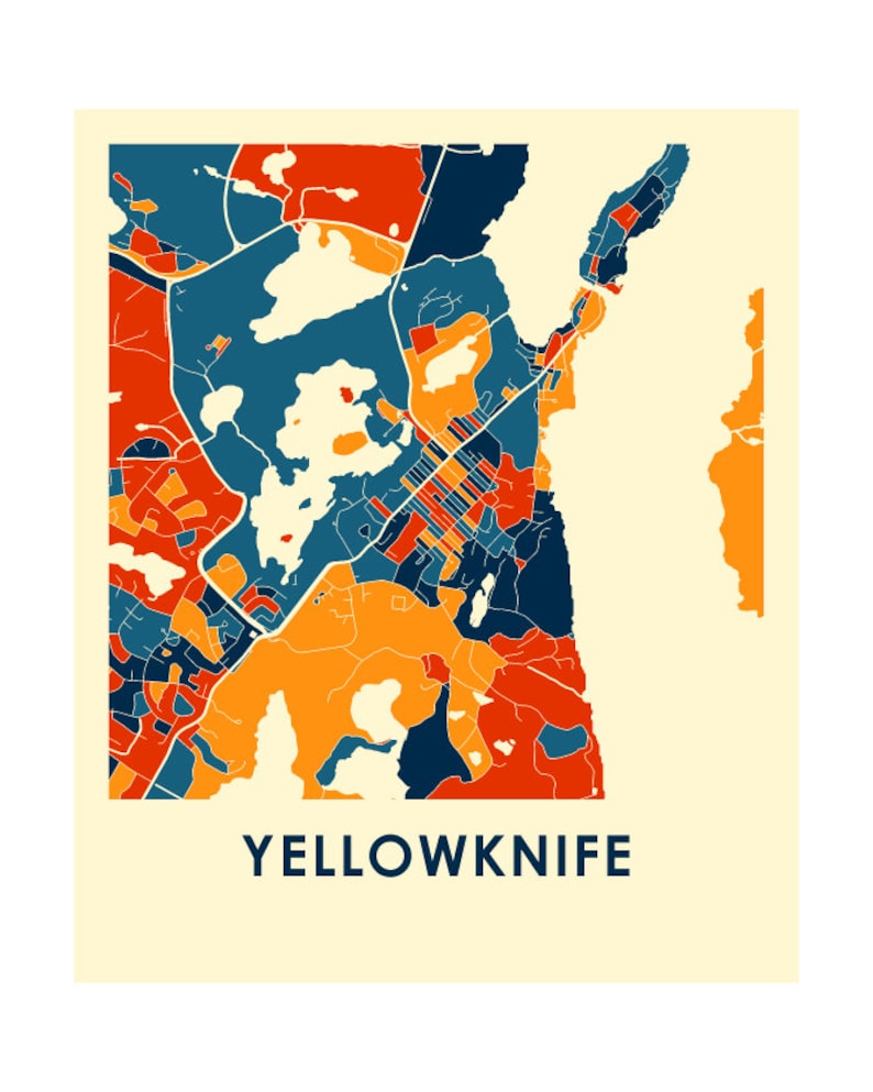 Yellowknife Map Print - Full Color Map Poster - Etsy