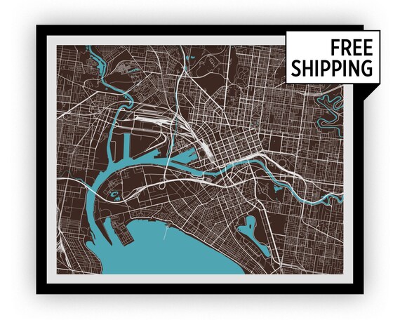 Melbourne Map Print Choose Your Color | Etsy